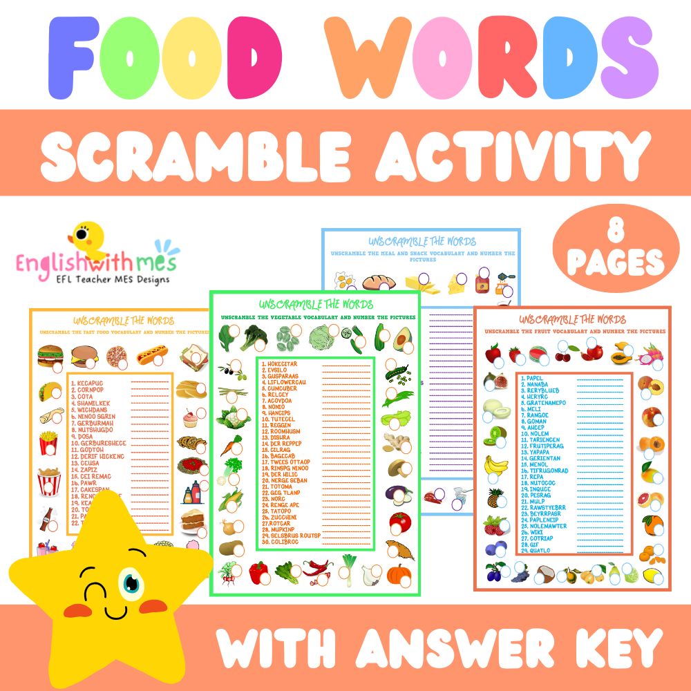 Food Words Scramble Activity Pages - paylasogretkazan.com