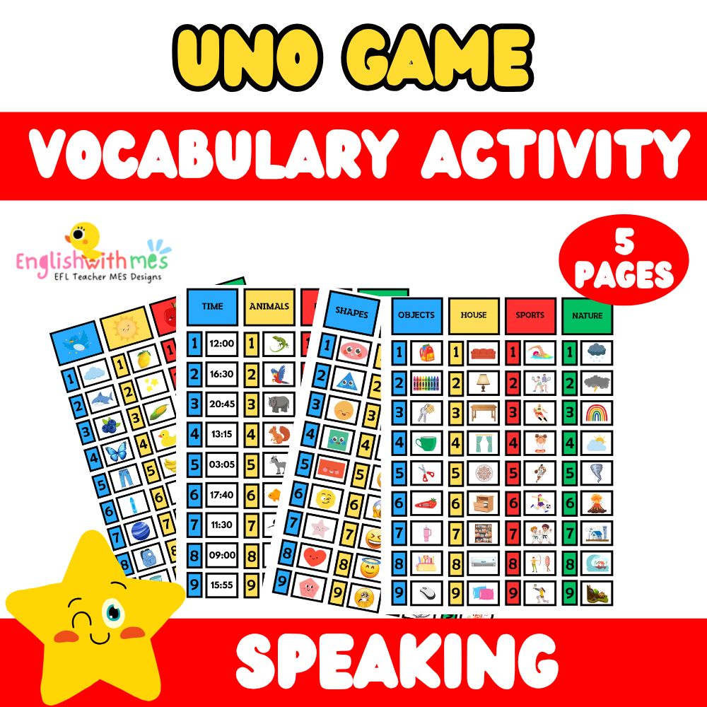 Uno Game Speaking & Vocabulary Activity (Uno Oyunu Konuşma & Kelime ...