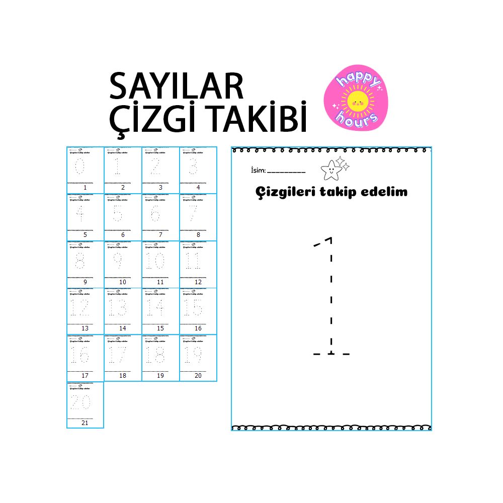 Sayılar Çizgi Takibi - Türkçe - paylasogretkazan.com