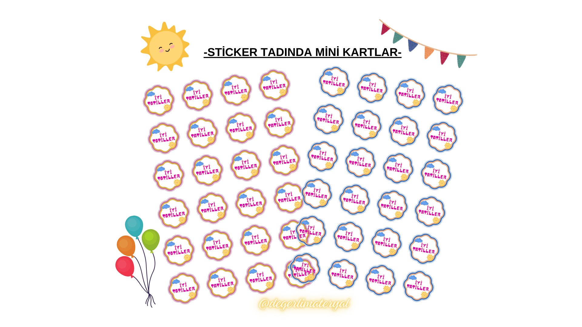 Sticker Tadında Mini Kartlar -İYİ TATİLLER- - paylasogretkazan.com