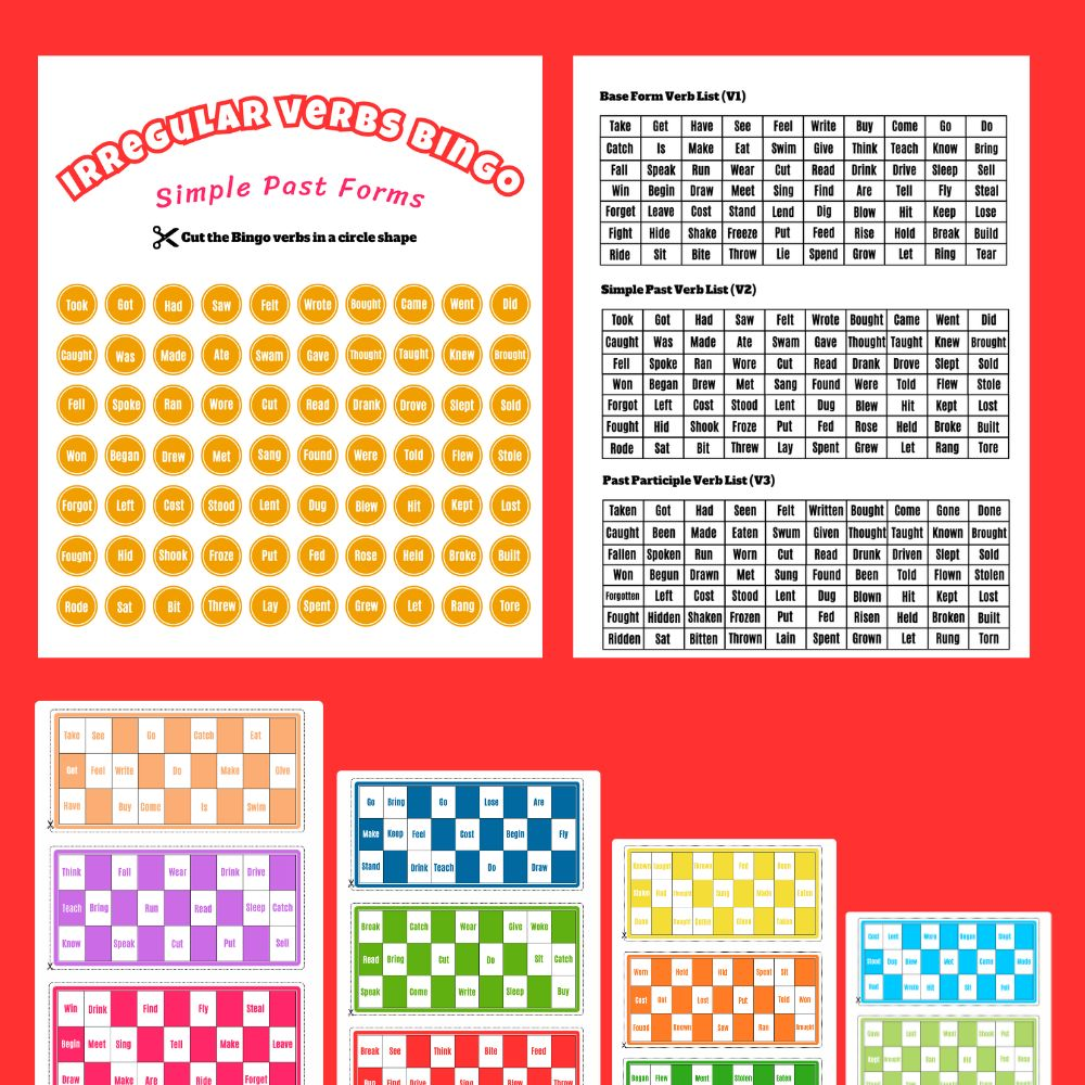 Irregular Verbs Bingo Game (Geçmiş Zaman Fiilleri Tombala Oyunu ...