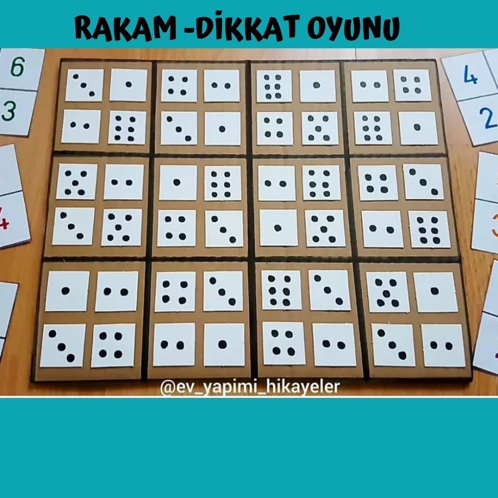 6 Yaş ve Üzeri Rakam-Dikkat Oyunu Şablonu - paylasogretkazan.com