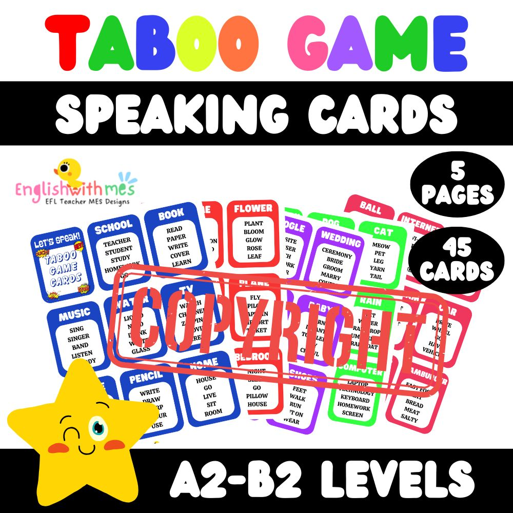 Taboo Game Speaking Cards (Tabu Oyunu Konuşma Kartları ...