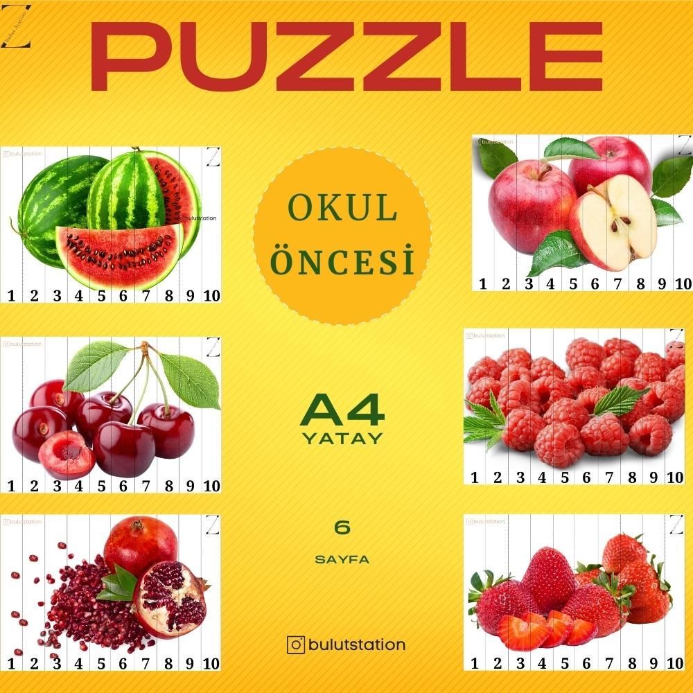 OKUL ÖNCESİ KIRMIZI MEYVELER PUZZLE - paylasogretkazan.com